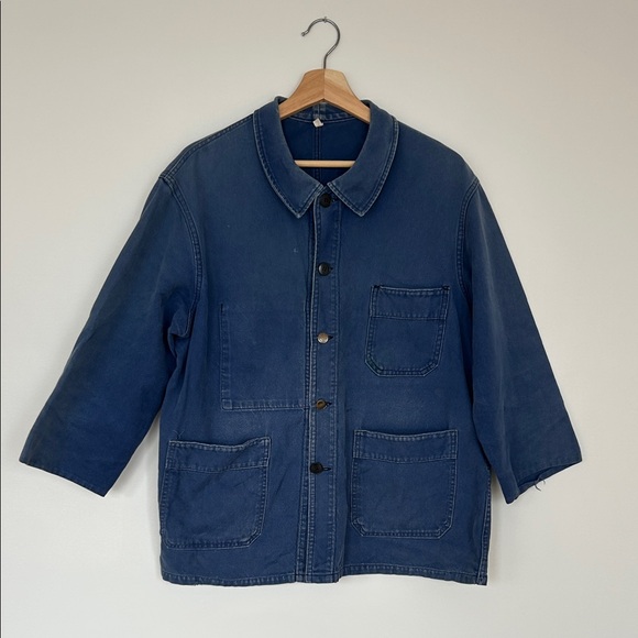 Vintage | Jackets & Coats | Vintage French Womens Workwear Indigo Blue ...